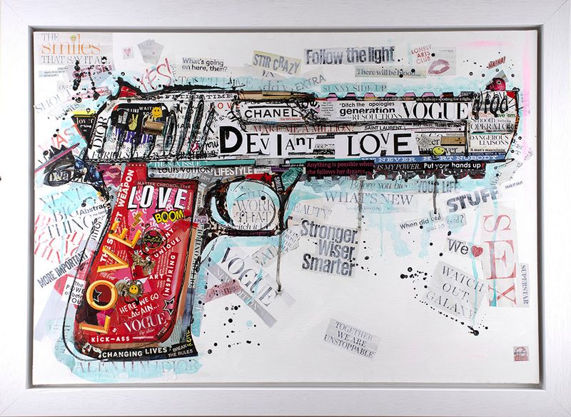 Deviant Love - Original - White Framed by Keith McBride